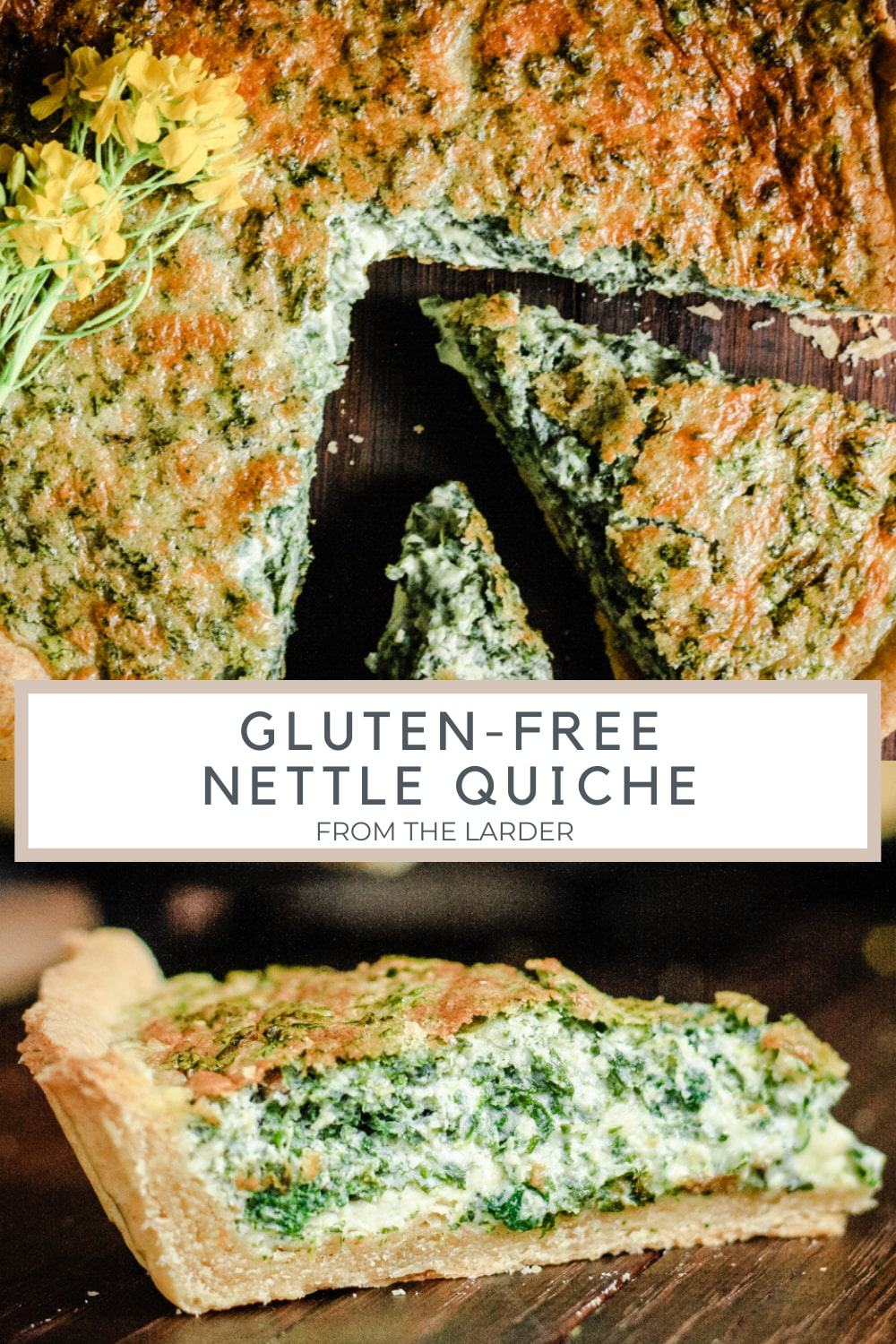 Nettle Quiche with Cheddar Cheese {gluten-free} - From The Larder