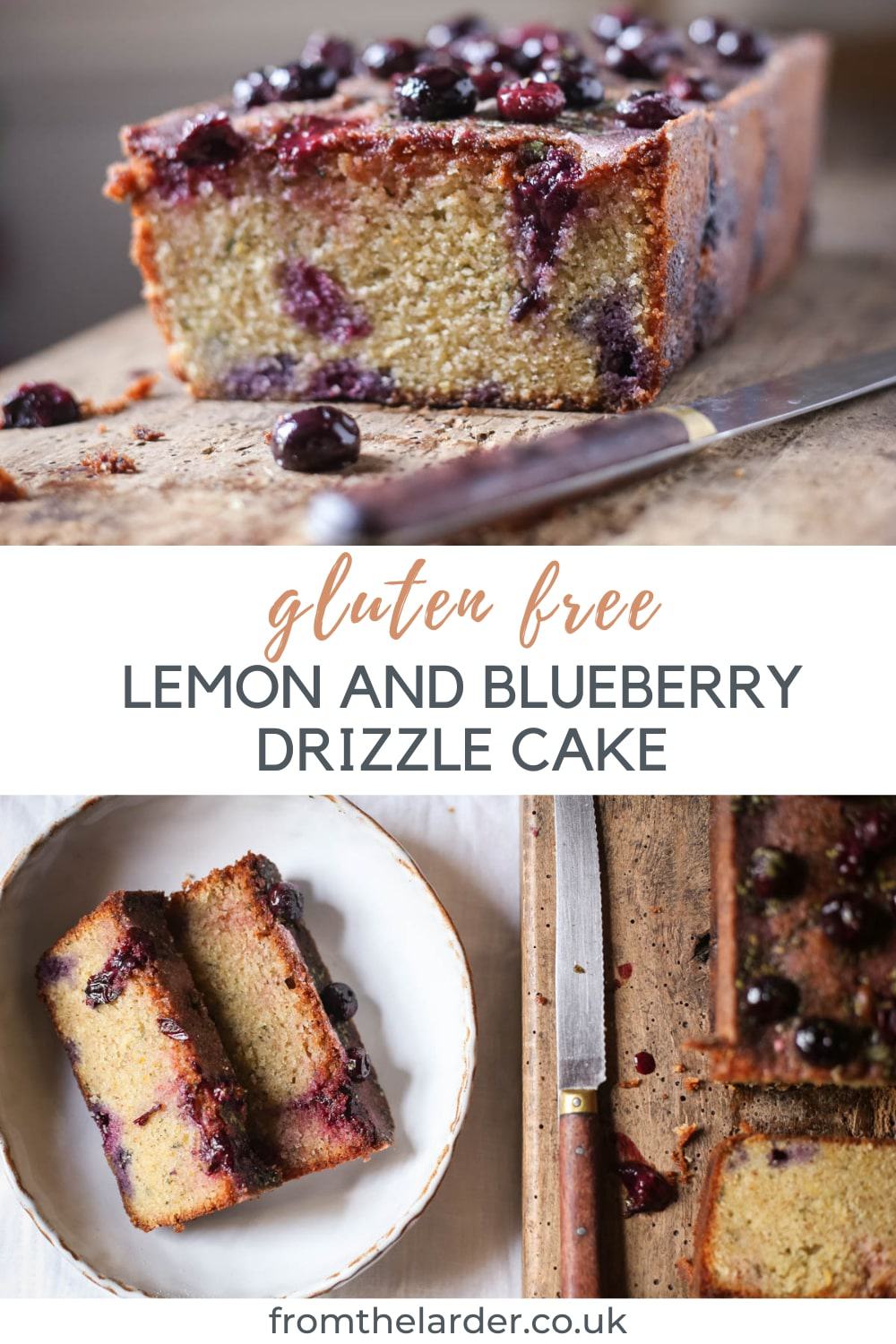 Lemon and Blueberry Drizzle Cake with Basil (gluten-free) - From The Larder