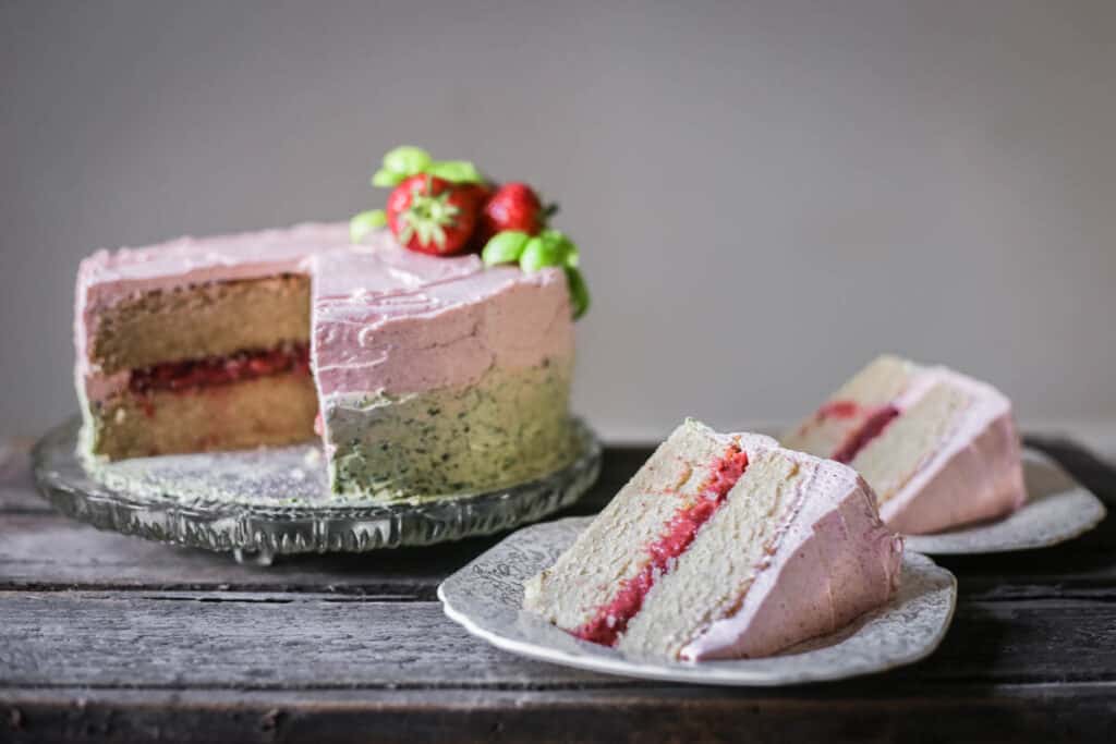 Gluten-Free Strawberry Basil Cake - From The Larder