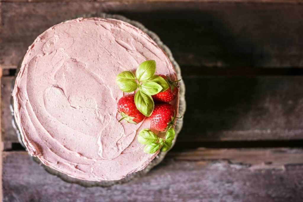 Strawberry Basil Cake {Gluten-Free} - From The Larder