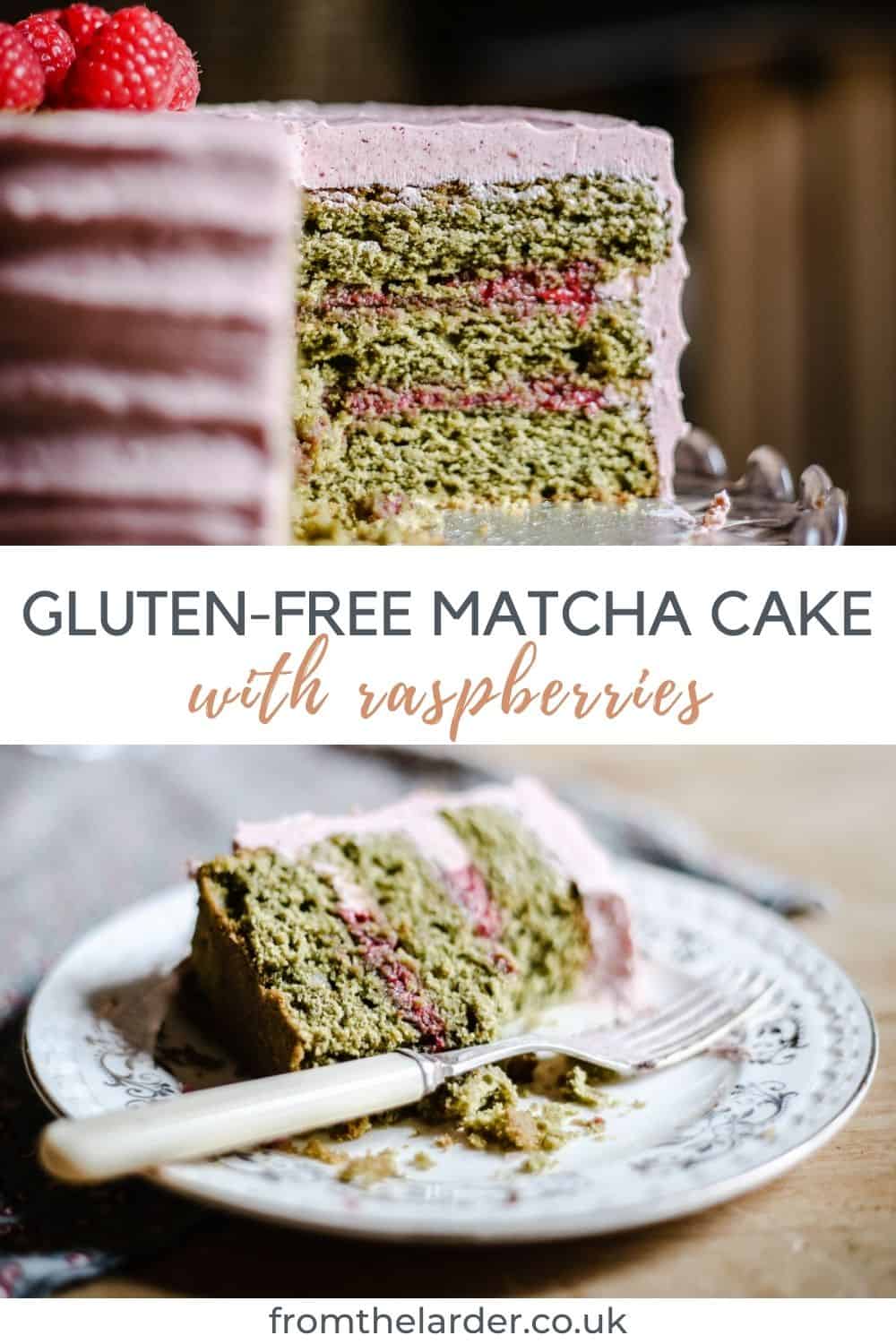Gluten-Free Matcha Cake with Raspberries - From The Larder