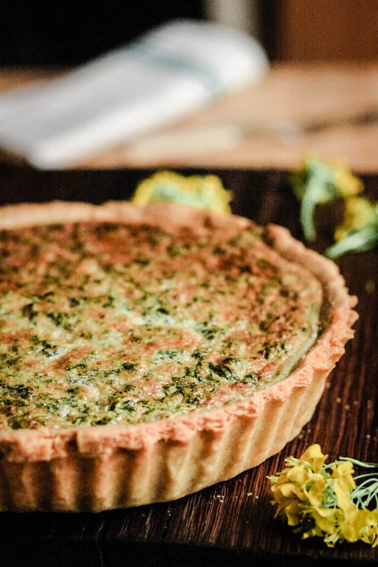 Nettle Quiche with Cheddar Cheese {gluten-free} - From The Larder