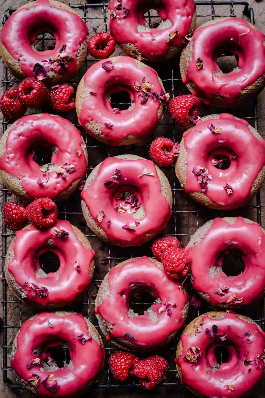 Gluten-Free Raspberry Glazed Ring Doughnuts - From The Larder