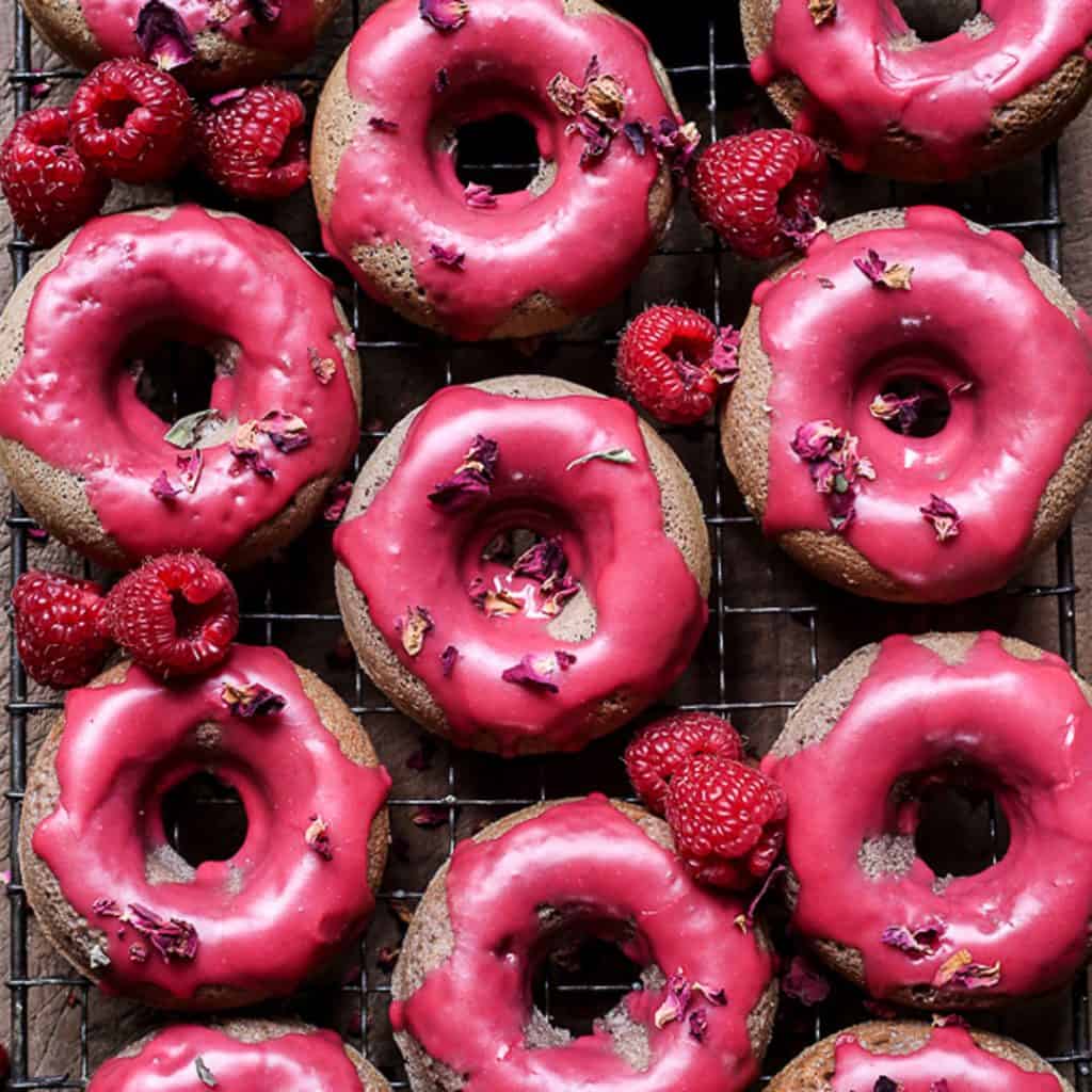 Gluten-Free Raspberry Glazed Ring Doughnuts - From The Larder