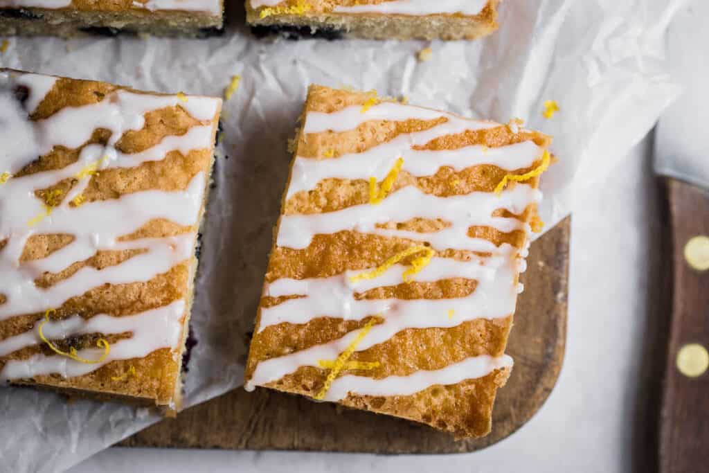 Gluten-Free Lemon Drizzle Traybake with Blueberries - From The Larder