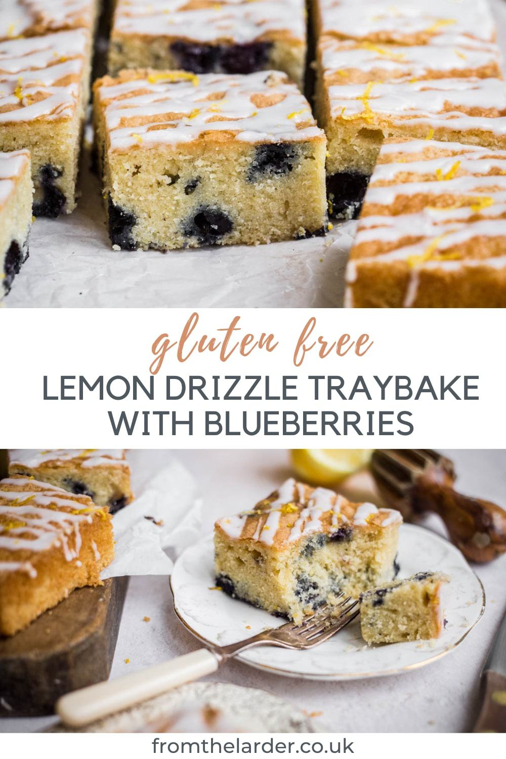 Gluten-Free Lemon Drizzle Traybake with Blueberries - From The Larder