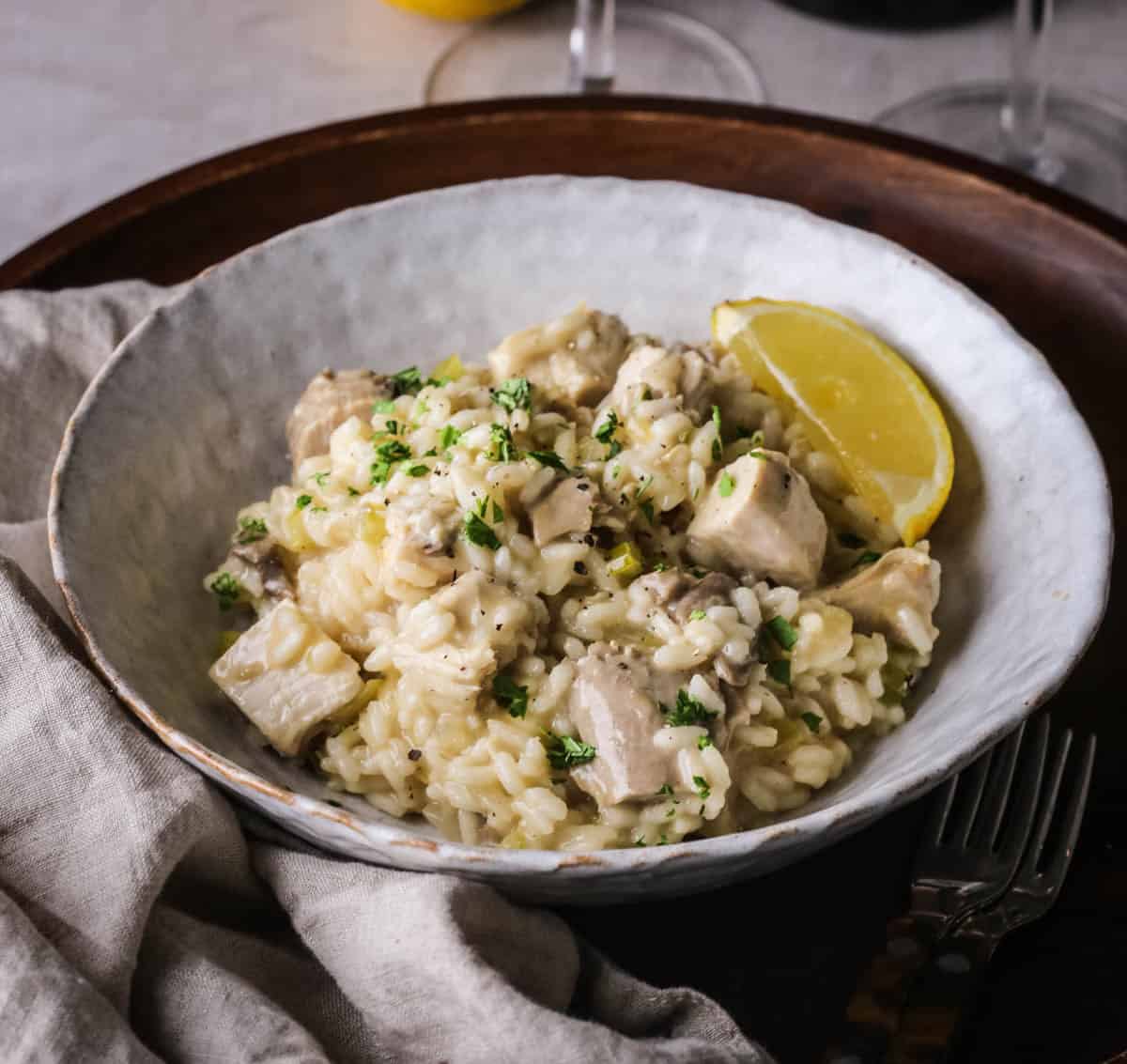 Lemon Parmesan Leftover Turkey Risotto - From The Larder