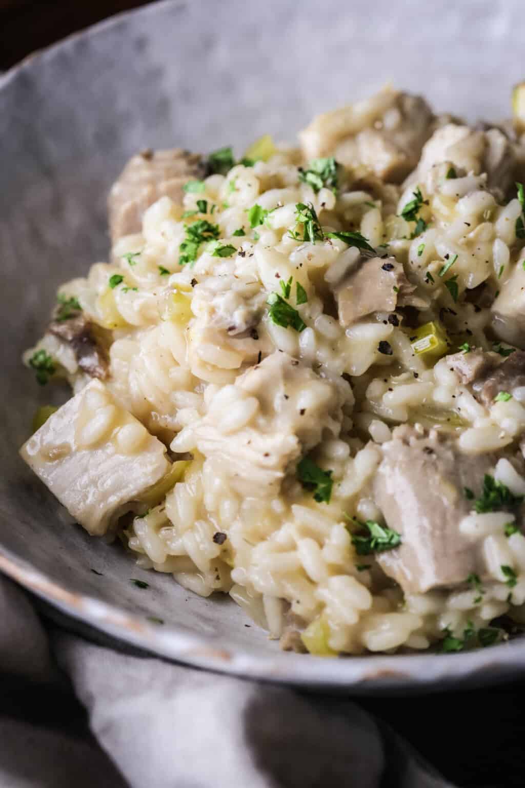 Lemon Parmesan Leftover Turkey Risotto - From The Larder